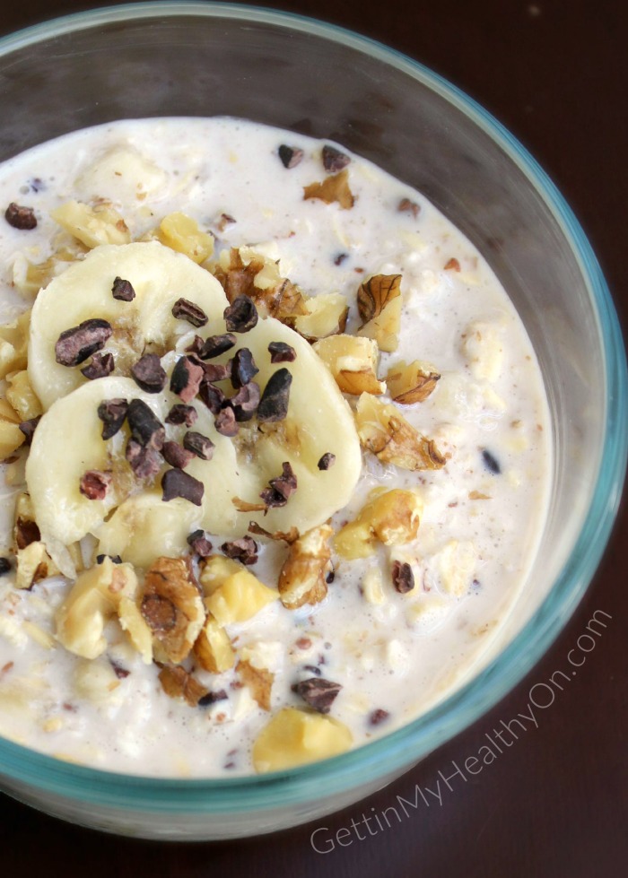 Banana Walnut Overnight Oats with Cacao Nibs